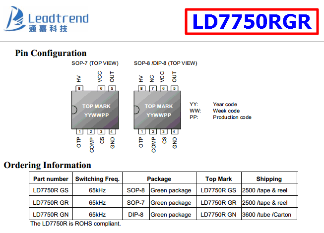 LD7750RGR Datasheet PDF - High Voltage PWM Controller LD7750RGR Datasheet PDF - High Voltage PWM Controller