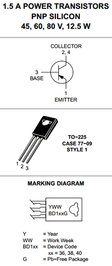 Bd136 Datasheet 45v 1 5a Pnp Power Transistor