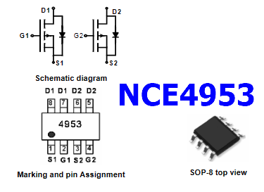 NCE4953 Datasheet PDF - 30V, 5.1A, P-Ch, Power MOSFET